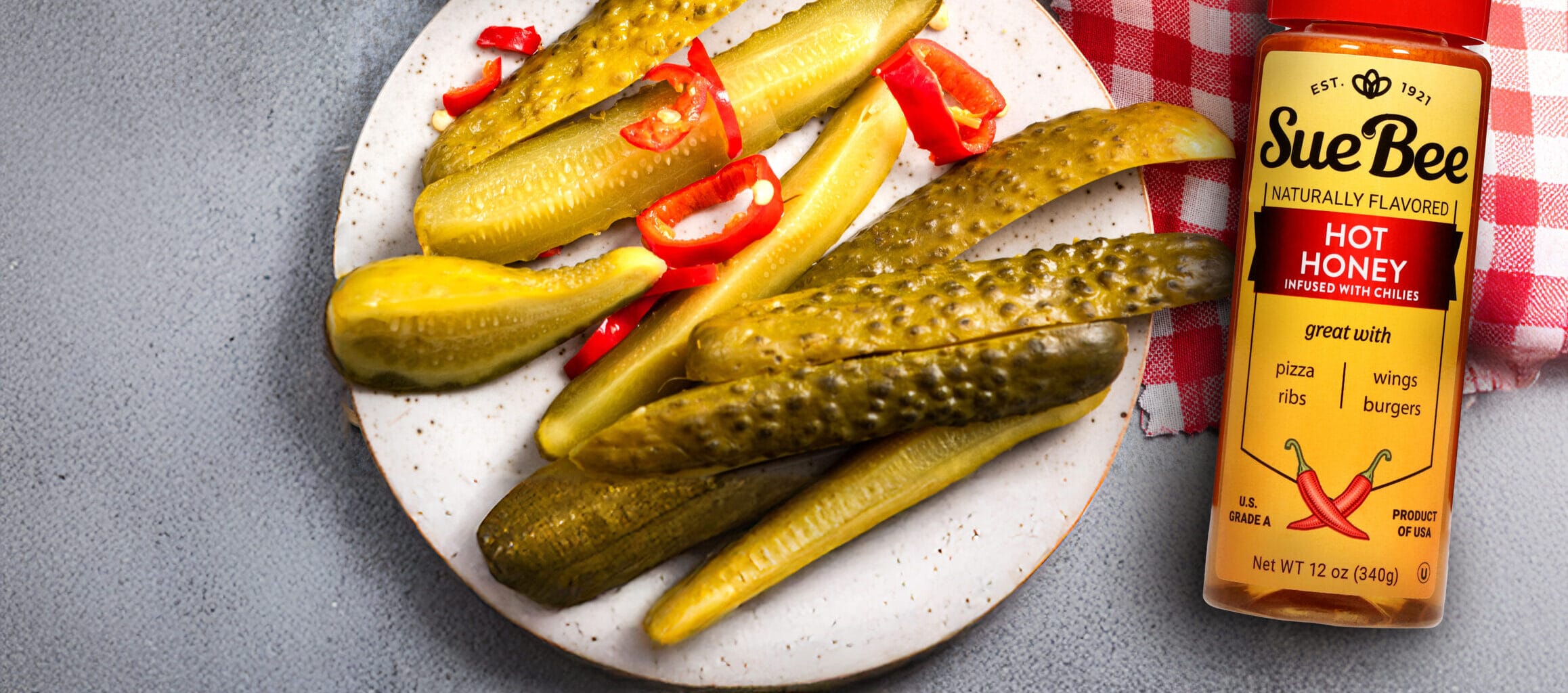 SUE BEE® Hot Honey Pickles - Sioux Honey Association Co-Op